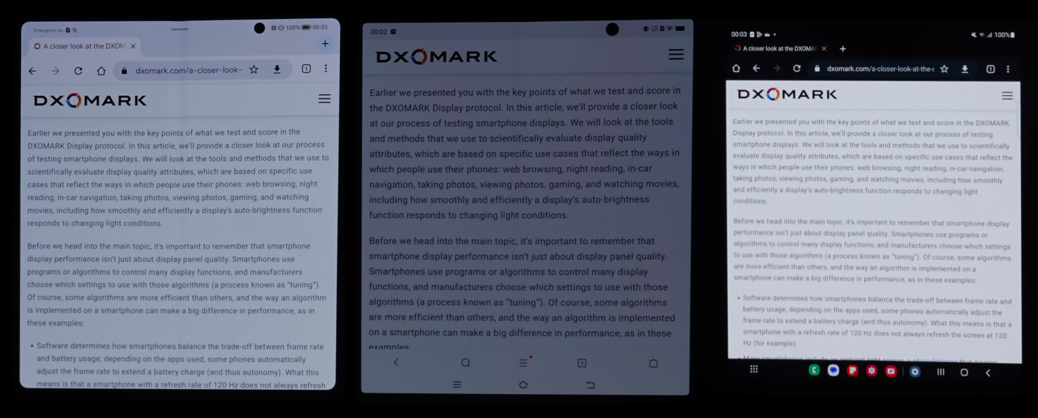Honor Magic Vs Display test - DXOMARK
